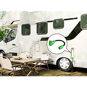 oviitech NEMA 14-50P to L14-30R Generator Transfer Switch Adapter Cord，250V, SJTW 10AWG*3C,50Amp Male to 30Amp Female Generator Welder Dryer RV EV Adapter Cord, 1.5FT,Green