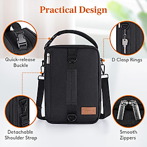 Lifewit Expandable Lunch Box for Men, Insulated Lunch Bag, Portable Cooler Bag with Shoulder Straps and 2 Ice Packs for Men Women Adult for Work College Travel, 6.5L 12 Cans Black