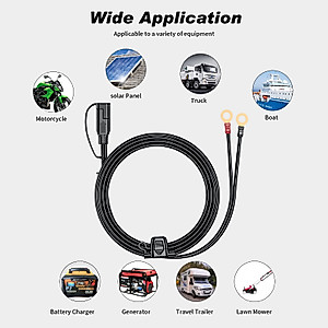 Kewig Motorcycle Solar SAE Quick Disconnect Extension Cable Adapter - 6FT SAE to O Ring Terminal Harness Quick Disconnect with 10A Fuse 2 Pin Plugs for Tractor, Motorcycle, Trucks, Cars, RV (2pcs)