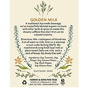 Harney & Sons Golden Milk Powder, Turmeric, Ginger, Coconut & Spices, 8 oz Tin
