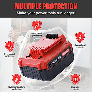 2Pack 20V 6.5A PCC685L Replacement Porter Cable 20V Lithium Battery for Porter Cable 20-Volt Power Tools PCC685LP PCC680L PCC681L PCC682L + Porter-Cable 20V Battery Charger