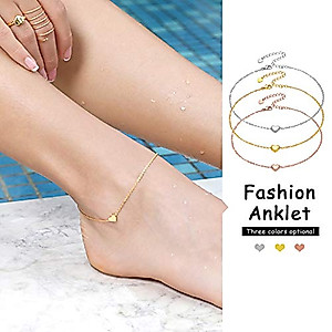 Silvora Ankle Bracelet Women Sterling Silver Summer Chain Anklet for Women Rommantic Dainty Delicate Jewelry Rose Gold