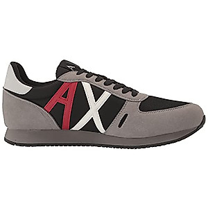A | X ARMANI EXCHANGE Men's Retro Trainer Sneaker, Shark + Black, 10
