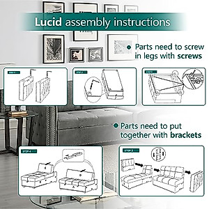 Morden Fort Sleeper Sectional Sofa [Large Size] Reversible Storage L-Shape Chaise 3 Seat Sectional Couch with Put Out Bed Velvet Gray
