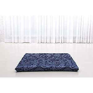 Leewadee Meditation Cushion Set – 1 Round Zafu Meditation Pillow and 1 Square Roll-Up Zabuton Meditation Mat, Pillows Bundle Filled with Eco-Friendly Kapok, Blue White