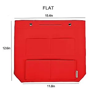 Vercord Extra Tall Felt Bag Organizer Vertical Height Design for Deep Tote and Backpack Bags Red
