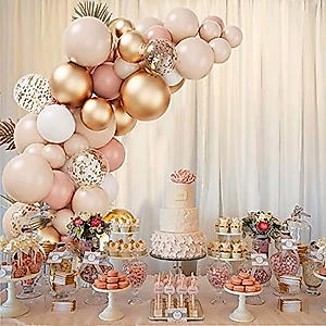 Blush Balloons Garland Arch Kit, Retro Pink Macaron Orange Gold White Balloons Confetti Latex Balloons for Girls Baby Shower Garden Bachelorette Birthday Wedding Decorations Party Supplies