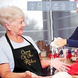 LALALA GIFT LAND Customized Kitchen Chef Apron w/Pockets - Black - White Option - 9 Font - 18 Font Color - Personalized Bbq Chef Apron (Black)