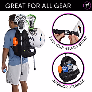 ERANT Athletic Lacrosse Bag - Extra Large Sports Lacrosse Backpack - Lacrosse Sticks Holders - Separate Cleat & Gear Compartment - Boys & Girls - Ideal for Lacrosse, Field Hockey, Gym - Black