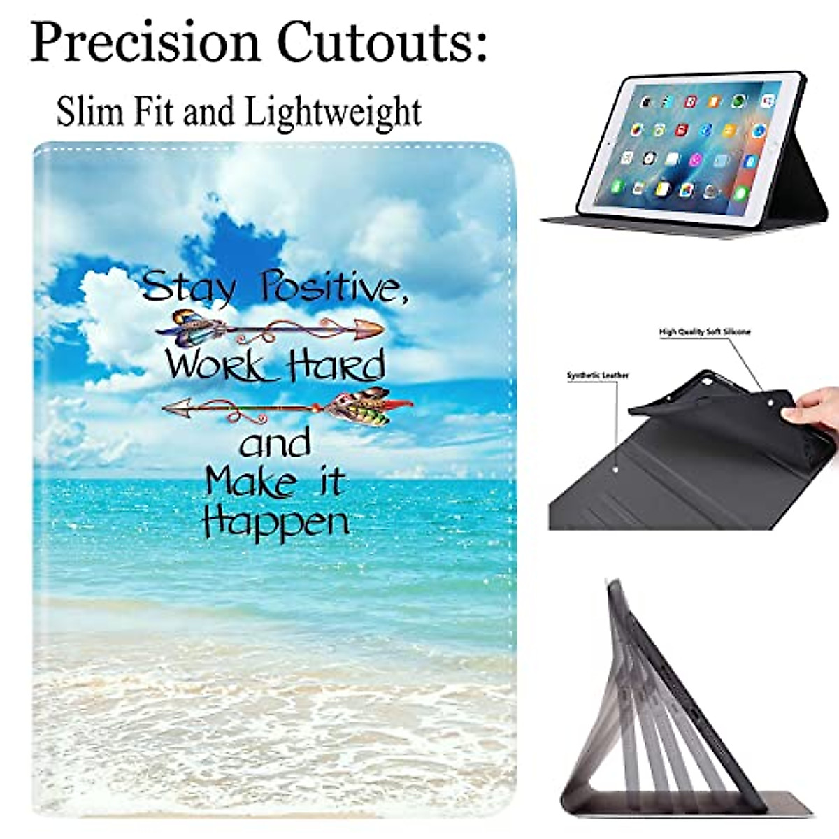 iPad Mini 6 Case, iPad Mini 2021 6th Generation Case Auto Sleep/Wake Multi-Angle Stand for iPad Mini 6th Gen 8.3 Inch , Stay Positive Work Hard Make It Happen Arrow Print