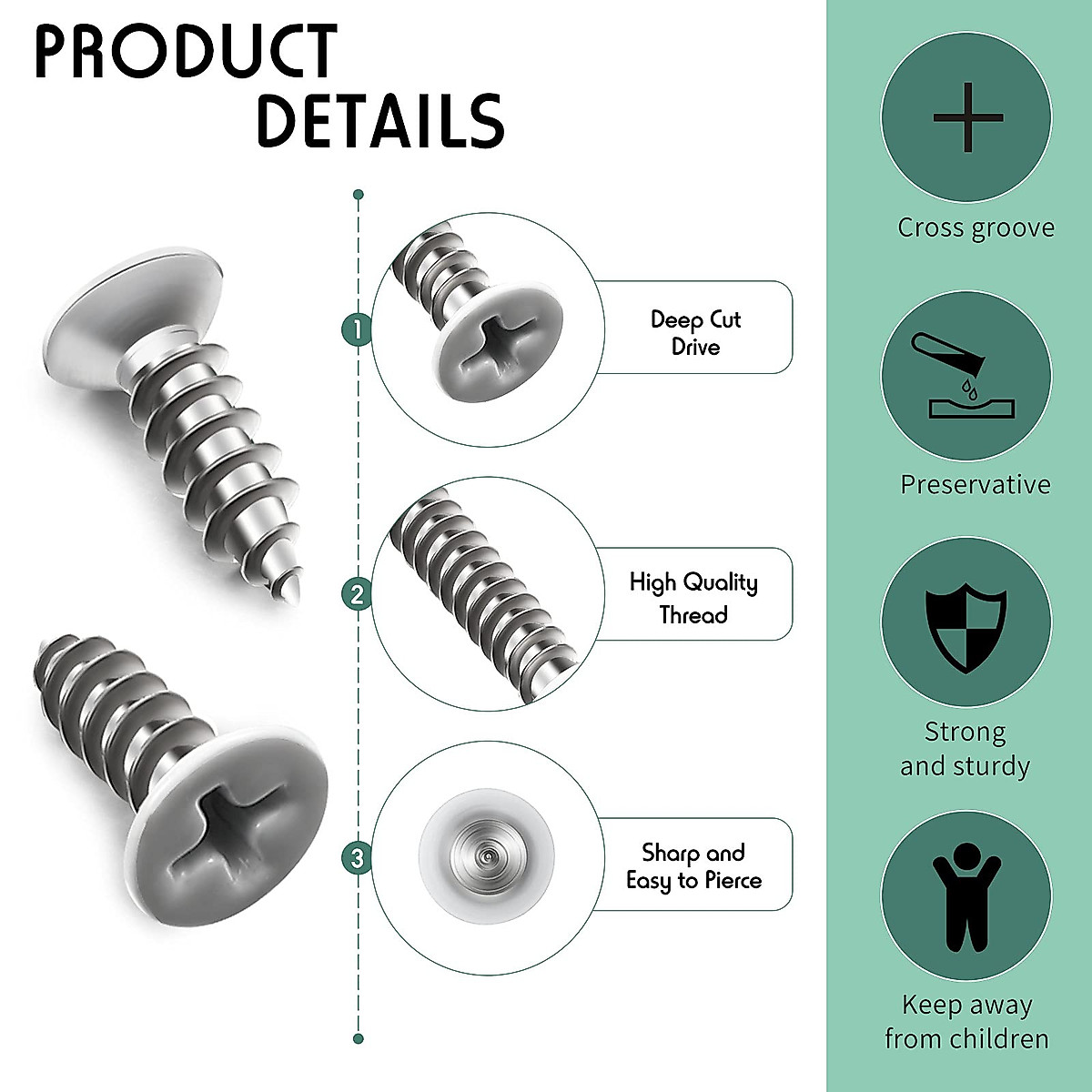 100 Pieces #8 White Screws Wall Plate Screws Painted Antique White Coated Stainless Flat Head Self-Tapping Screw for Wall Plates Switch Covers Replacement Outlet Light Switch Plate (32 x 0.5 Inch)