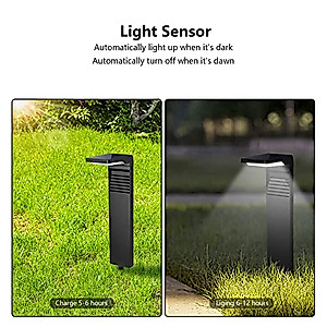 Cattlite Solar Outdoor Lights,L-Shaped Black Solar Pathway Lights,IP65 Waterproof Solar Garden Lights,for Path Patio Yard Walkway Warm White-2 Pack