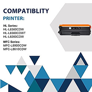 TN431 TN-431 Toner Cartridge 4-Pack Compatible Replacement for Brother TN431BK TN431C TN431M TN431Y TN431 TN-431 for Brother HL-L8360CDW MFC-L8900CDW HL-L8260CDW MFC-L8610CDW HL-L8360CDWT Printer