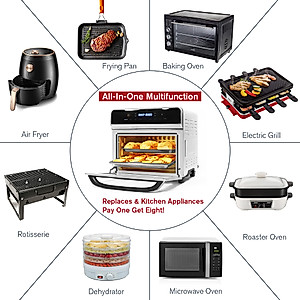 E-Macht Air Fryer Ovens Countertop, Convection Toaster Oven with 10 Cooking Functions, 6-Slice Toast &12-Inch Pizza Capacity, 6 Accessories Included, Auto Shut off, 24 Quart