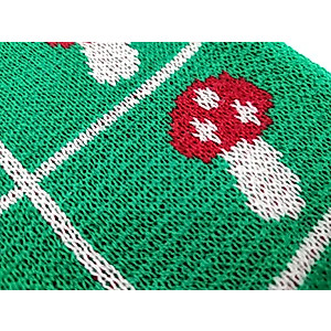 Women’s Knit Crop Tank Top Halter Neck Cute Mushroom Graphic Backless Crochet Summer Cami Top Green