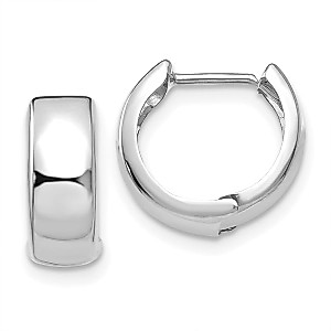 14K White Gold Hinged Round Hoop Earrings