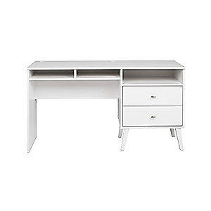 Prepac Milo Desk with Side Storage and 2 Drawers, 55", White