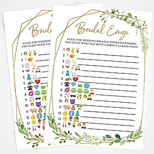 Printed Party Bridal Shower Game Set – 5 Fun Games and Activities for 50 Guests, Includes Bingo, Trivia, and Advice Cards, Botanical Greenery Wedding Shower Games