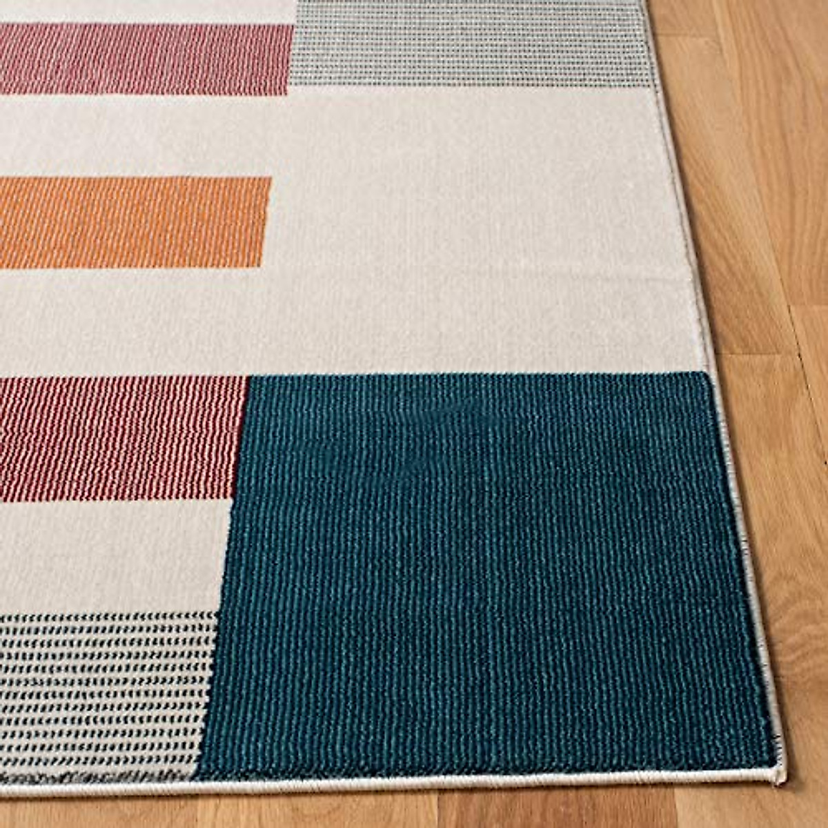 SAFAVIEH Orwell Collection 6&#039;7&quot; Square Beige / Yellow ORW369B Mid-Century Modern Non-Shedding Living Room Bedroom Dining Home Office Area Rug