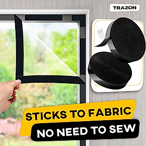 Hook and Loop Tape Roll with Heavy Duty Adhesive Industrial Strength Easy to Cut, Strong Hook and Loop Strips with Sticky Back, Black 1 Inch x 30 Feet