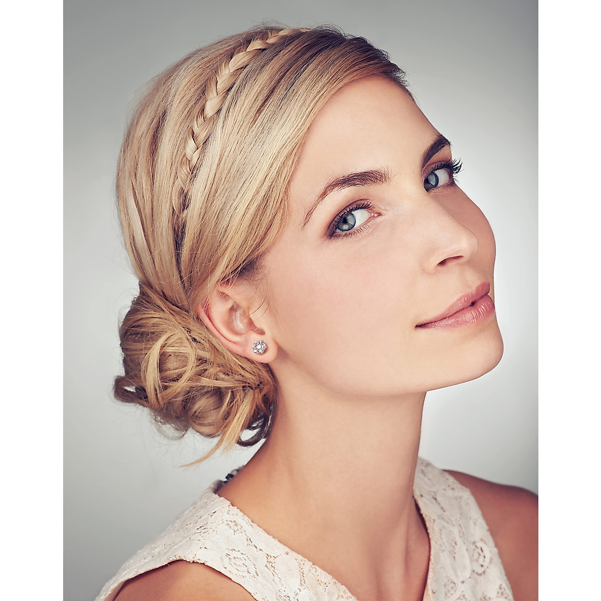 AHSIWC Screw Back Sterling Silver Stud Earrings for Women, 18k Gold Plated Brilliant Cut Cublic Zirconia 6 Prong Hypoallergenic Flower CZ Stud Earrings for Women Gifts