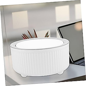 ANDRESLAD Desktop Press Garbage Recycling Bin Waste Paper Basket Animal Trash Can Press Top Trash Can Desk Garbage Can Trash Container Countertop Wastebasket Toillet Paper Bin White Plastic