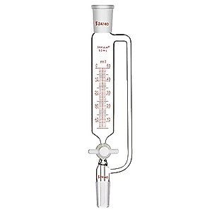 stonylab Pressure Equalizing Graduated Addition Funnel, Borosilicate Glass Dropping Funnel 24/40 Joint 50 ml with PTFE Stopcock for Laboratory (50 ml)
