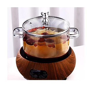 Jucoan 1.8L/60oz Glass Saucepan with Cover, Simmer Pot for Stovetop, Heat Resistant Glass Cooking Pot for Pasta Noodle, Soup, Milk, Christmas Home Fragrance Potpourri Cooking