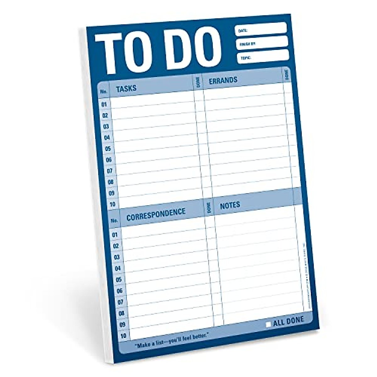 Knock Knock To Do Pad, To-Do List Notepad for Daily Tasks, Errands, Notes, 6 x 9-inches (Blue)