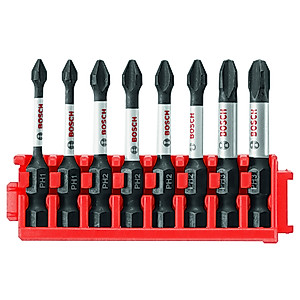 BOSCH CCSPHV208 8-Piece Assorted Set 2 In. Impact Tough Phillips Power Bits with Clip for Custom Case System