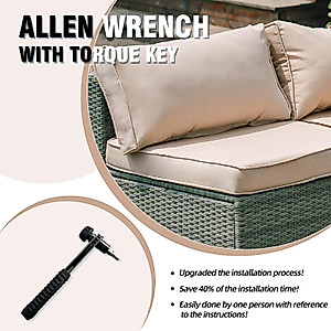 Skyfish 7 Pieces Patio Furniture Set - Outdoor Sectional Wicker Rattan Furniture with Cushion and Glass Table Patio Conversation Sets for Porch Poolside Backyard Outdoor Sofa Set Modular Sofa