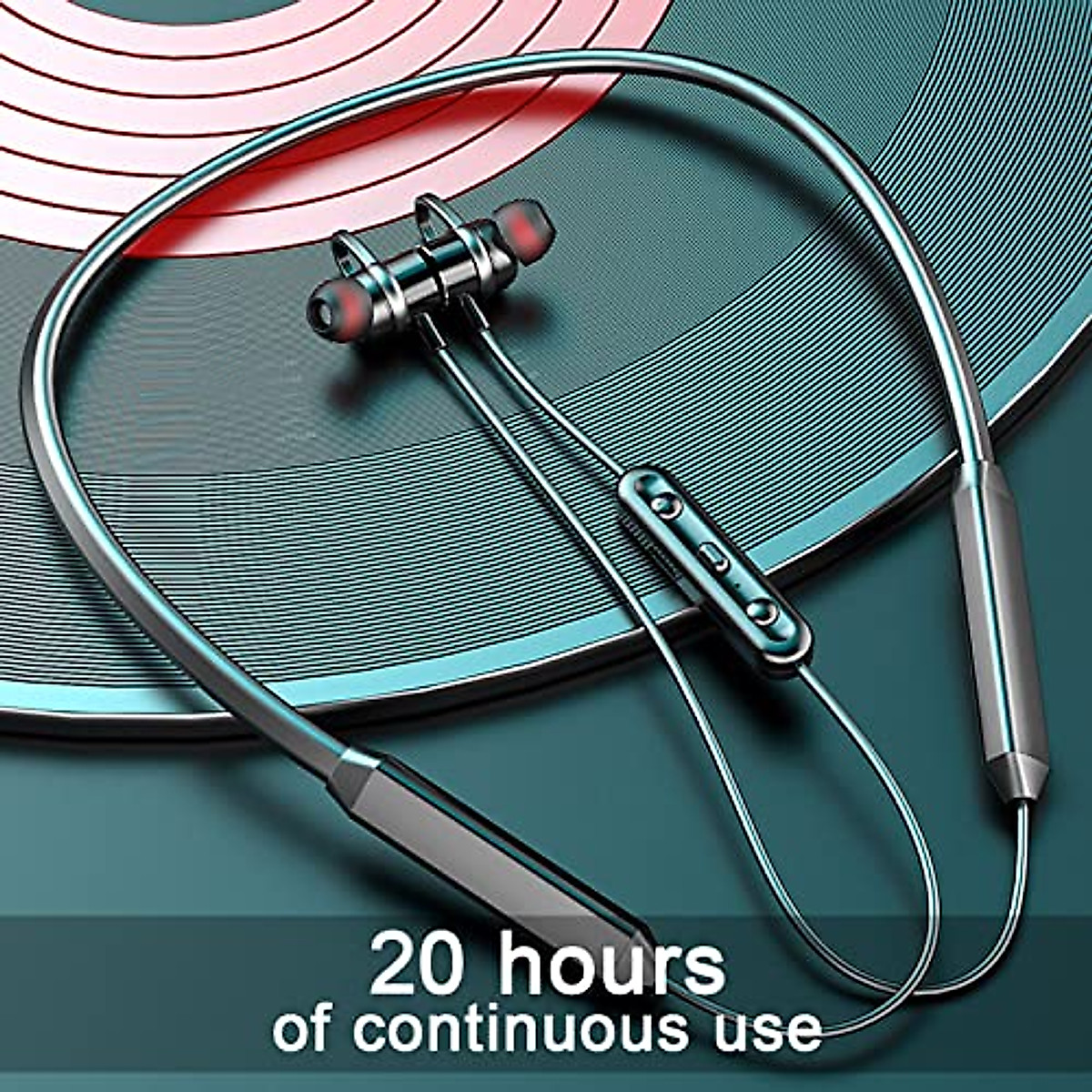 Qiopertar Bluetooth Neckband Headphones HD Stereo Clear Sound Sporty and Ergonomic Neck Hanging Design Noise Cancelling Mic Wireless Earphones for Workouts Home Party Sports