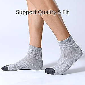 FITRELL 6 Pack Men's Athletic Ankle Socks Cushioned Sports Running Socks,Shoe Size 9-12, Grey