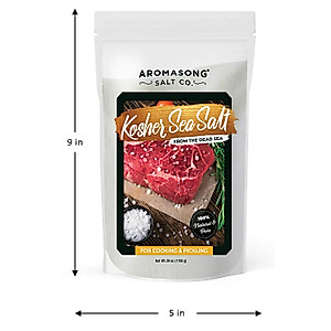 Aromasong 100% Natural Sea Salt, Kosher Salt Grain, Large Bulk 2.43 Lb Resealable Bag, All Natural, Unrefined, Gluten Free, Grinder Refill, Sea Salt for Daily Cooking or To Use as Pickling Salt…
