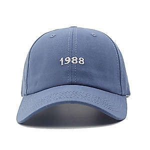 SUNS 1988 Retro Baseball Cap Adjustable Baseball Cap Cotton Denim Dad Hat-White_M (56-58Cm)