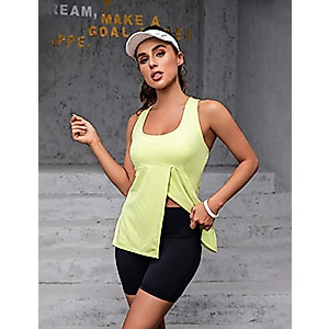 Blooming Jelly Workout Tank Tops for Women Racer Back Built in Bra Shirts Sleeveless Athletic Yoga Top (Medium, Yellow)