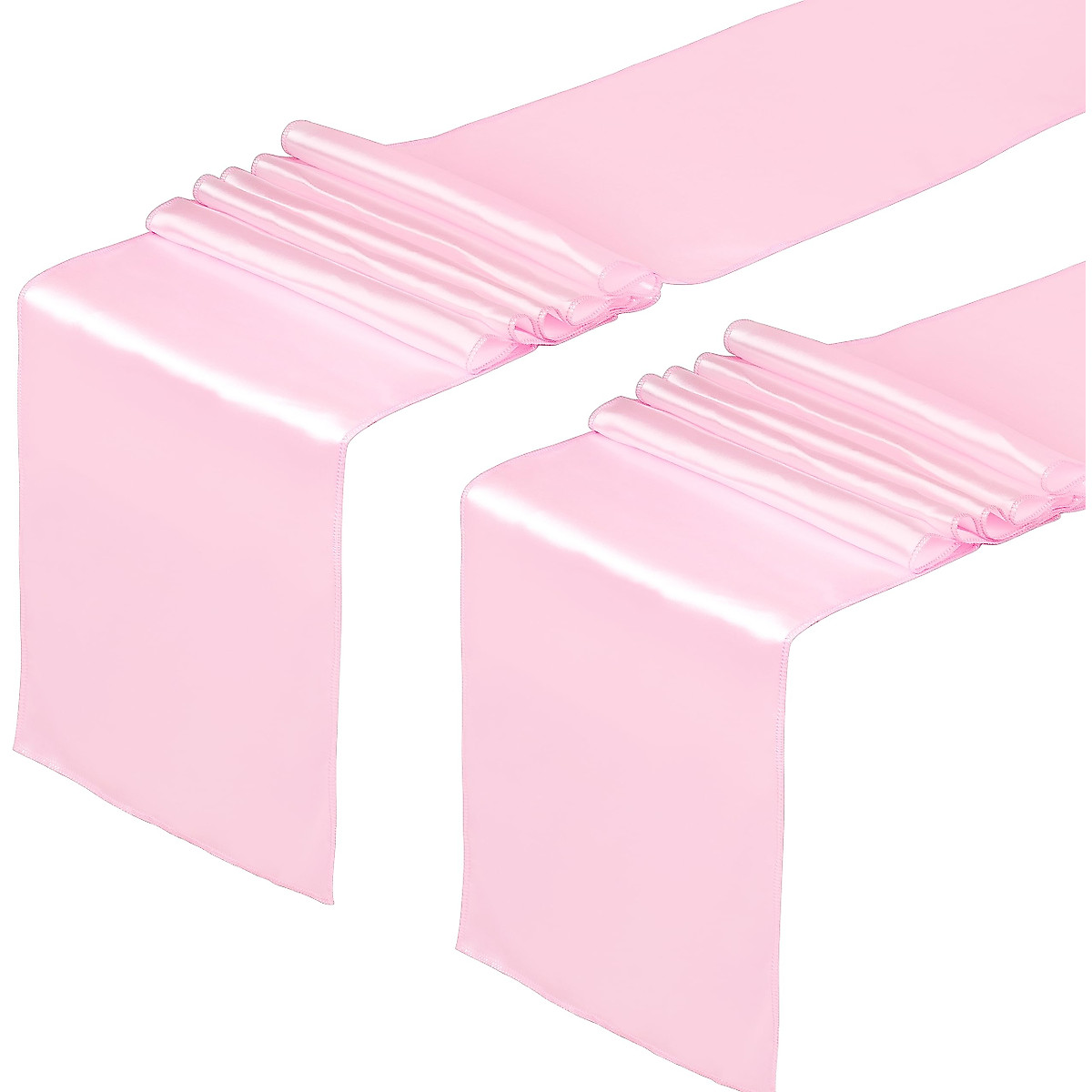 Fynite 2 Pack Satin Table Runner 12 x 108 Inches Long | Baby Pink Satin Table Runner for Party Wedding Banquet Decorations | Bright and Smooth Silk Fabric Party Table Runner - Baby Pink