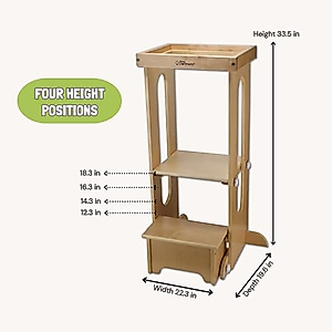 Little Partners Learning Tower Toddler Tower Foldable Step, Explore 'N Store Folding Toddler Tower Montessori Kitchen Tower for Cooking, 22.28" L x 19.56" W x 33.50" H, Ages 2 to 6 (Natural)