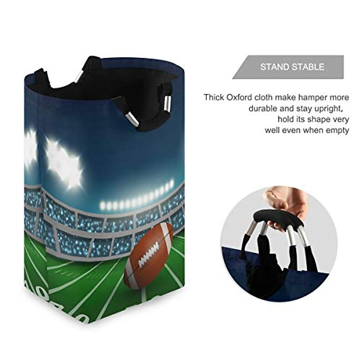 ALAZA American Football Stadium Laundry Basket Hamper Large Storage Bin with Handles for Gift Baskets, Bedroom, Clothes