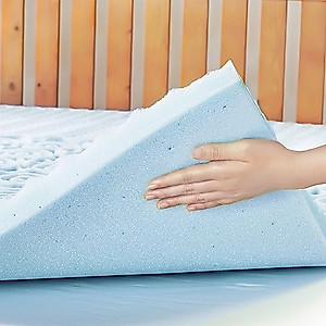 Mellow 2 Inch 5-Zone Memory Foam Mattress Topper, Cooling Gel Infusion, Full, Blue