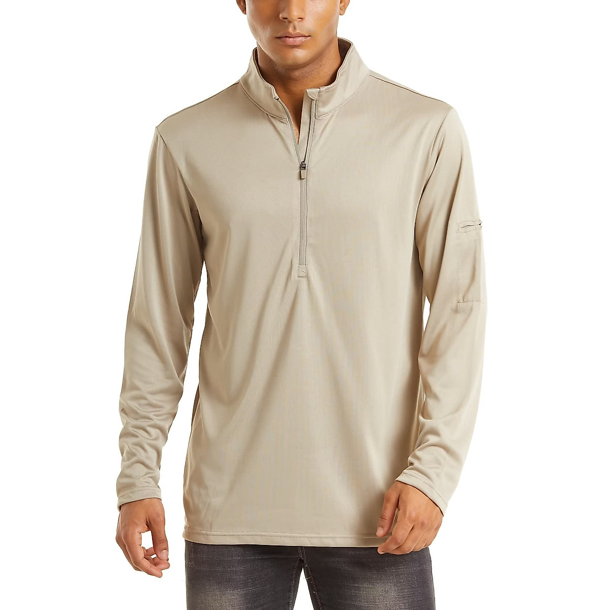 MAGCOMSEN Men's Long Sleeve Active Zipper Shirts Quick Dry Half-Zip Pullovers Tactical Shirt Athletic Shirts for Men Running Shirts Gym Shirts Black