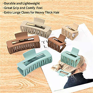 79Style Hair Clips for Women & Girls, 6Pcs Large Medium Square & Banana Claw Clips for Thick Hair, Strong Hold Hair Styling Accessories, Ocean