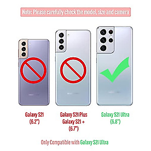 KumWum Armor Phone Case for Samsung Galaxy S21 Ultra Military Grade Drop Protection Cover S21Ultra 5G Heavy Duty Hybrid Metal Bumper Built-in Silicone Shockproof Dustproof - Black + Red