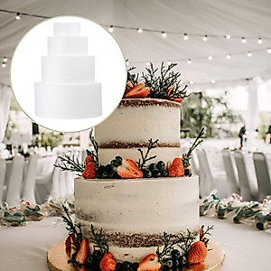 Artificial Cake Round Foam Cake Dummy Set:4pcs Tall Fake Wedding Cake DIY Foam Cake Modelling Party Decoration for Display, Arts and Crafts (6, 8, 10, 12 Inches) Cake Decorating Stand