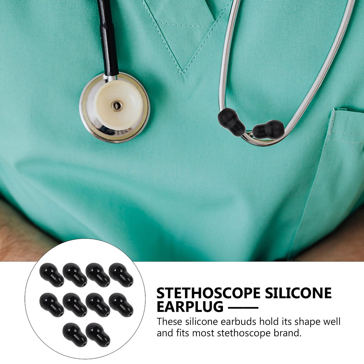 Black Stethoscope Ear Tips Stethoscope Replacement Earpiece Soft Stethoscope Ear End Stethoscope Earbuds for Hospital Clinic Doctor 10pcs