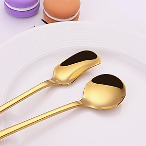 Mafier 7.87/7.48-Inch Long Handle Spoon,Ice Tea Spoons,Stirring Spoons,Coffee Spoon,Stainless Steel Cocktail Spoon,Coffee Bar Accessories Set of 8(Gold)