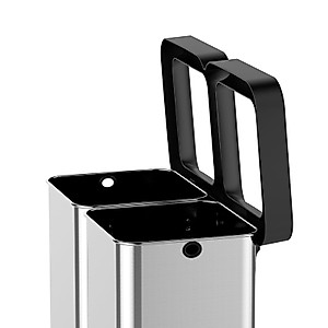 60 Liter / 16 Gallon Dual Compartment Trash can, Stainless Steel Garbage Can, Open Top Kitchen Waste Bin