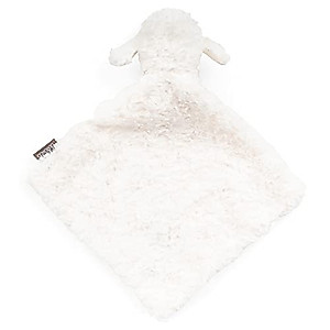 DEMDACO Fuzzy White Lamb Loves Me Polyester Plush Children's Rattle Blankie