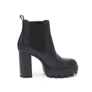 REDTOP Platform Chelsea Boots High Heel Chunky Block Fashion Ankle Boots Elastic Gore Women's Lug Sole Booties