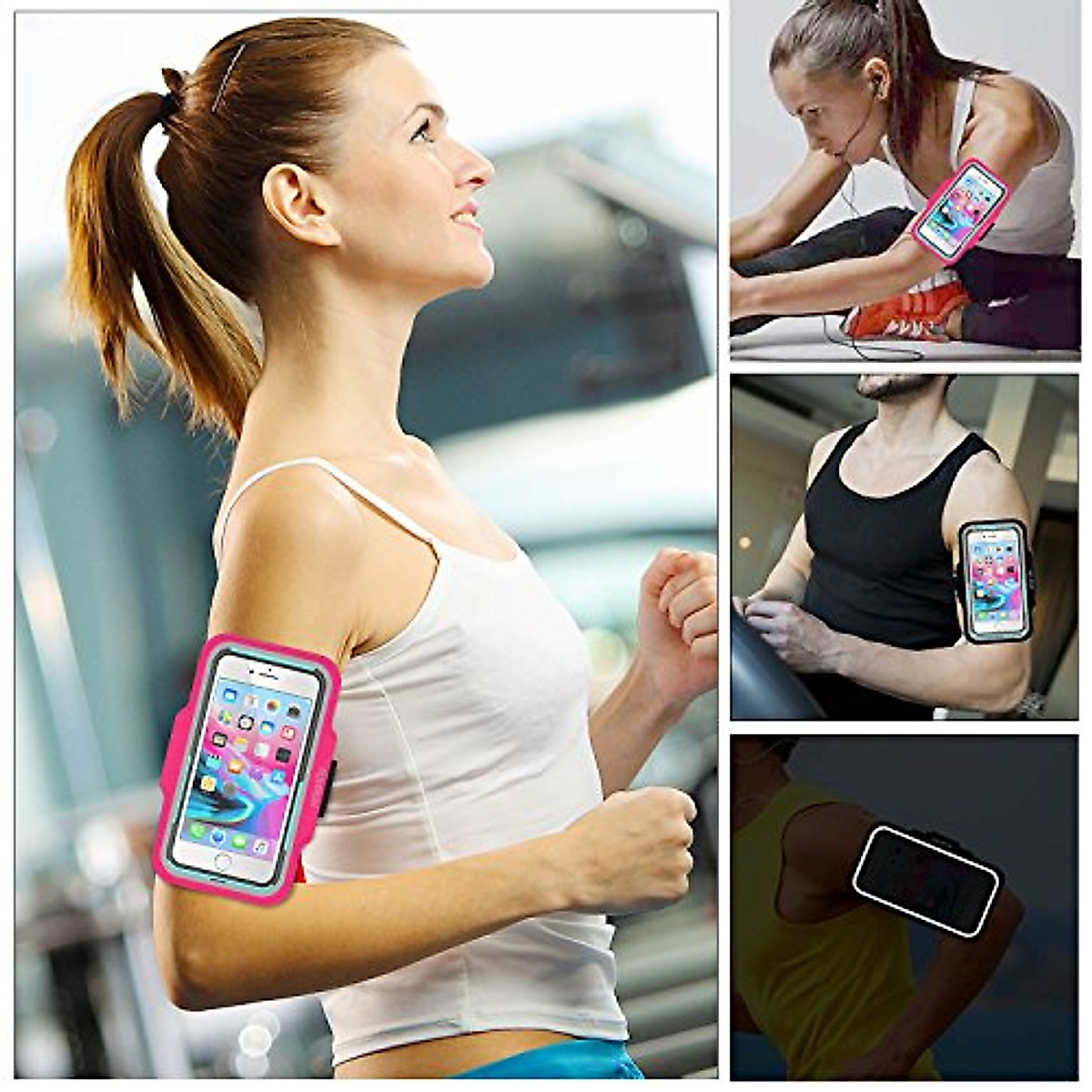 smartlle Arm Phone Holder for Running, Armband Cellphone for 13 12 11 Pro Max/XR/8 7 6s Plus, A/S/Note, Up to 6.9’’, for Exercise Gym Fitness Sports Gear Pink